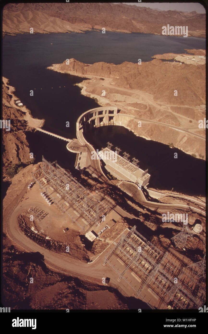 PARKER DAM ON THE COLORADO RIVER FORMS THE EASTERN END OF THE 150-MILE ...