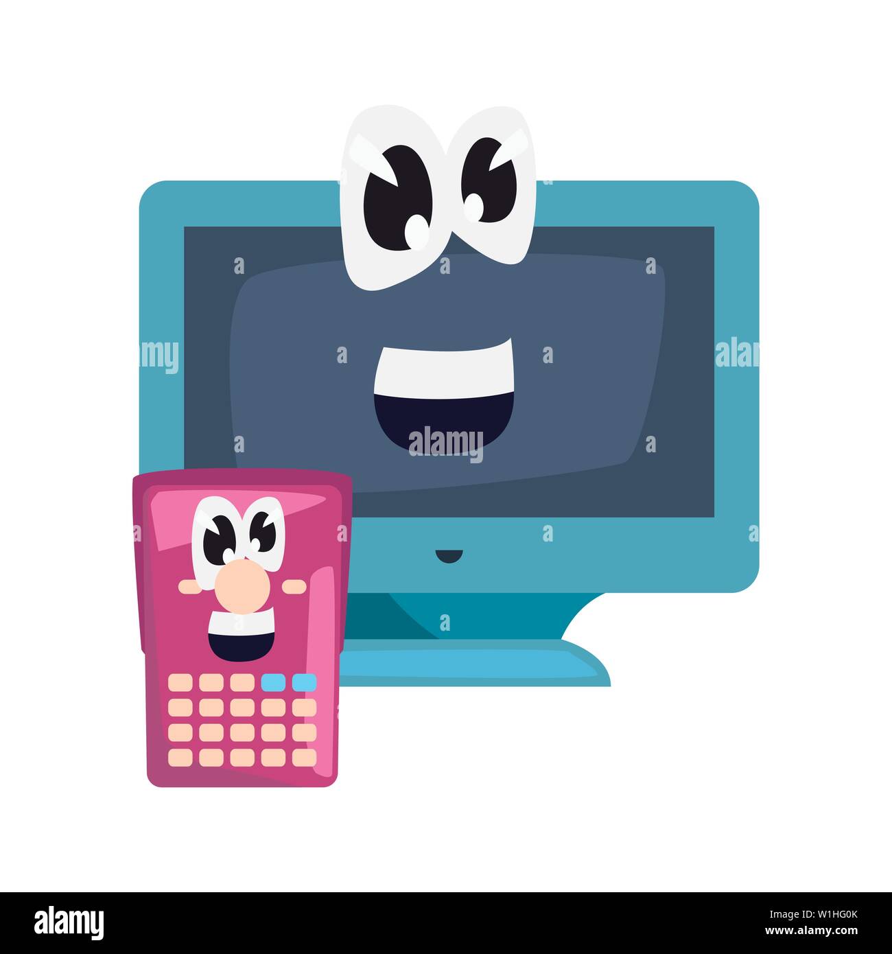 computer and calculator cartoon back to school vector illustration ...
