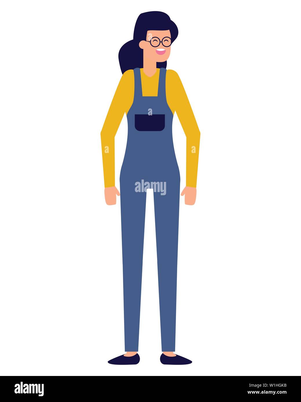 woman character standing female on white background Stock Vector Image ...