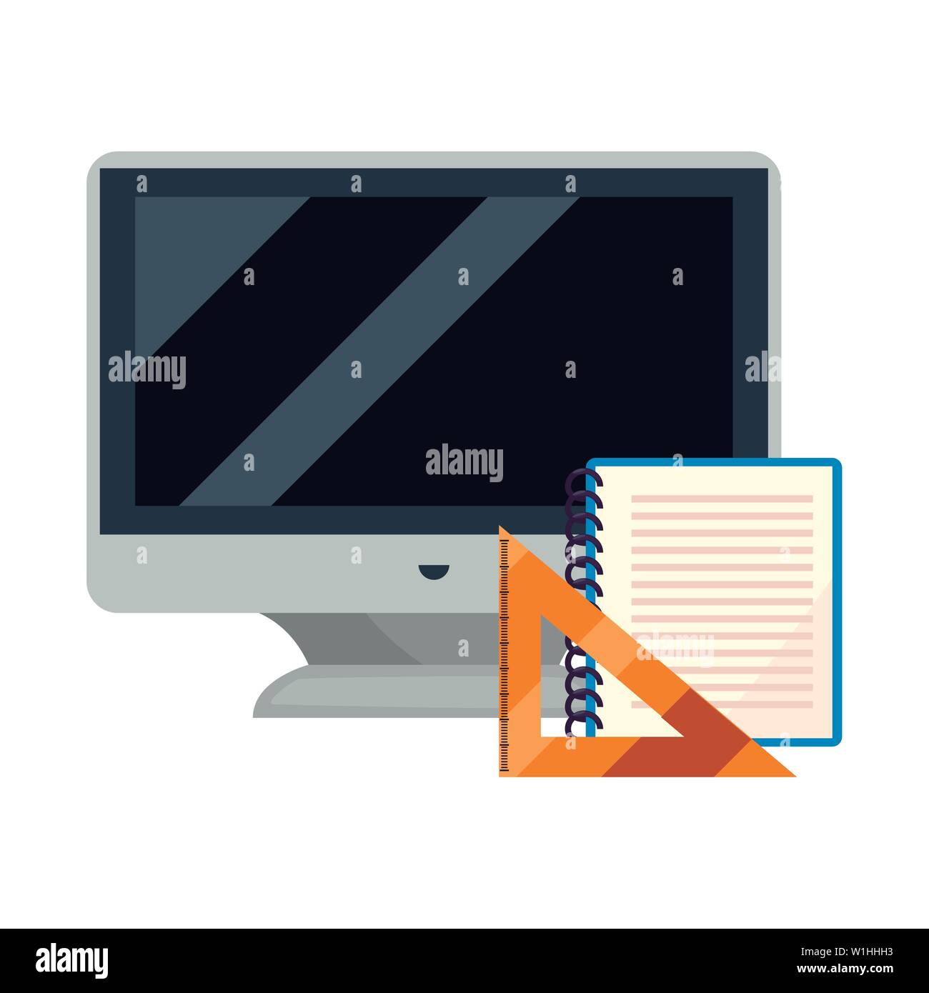 computer notebook and ruler back to school vector illustration Stock ...