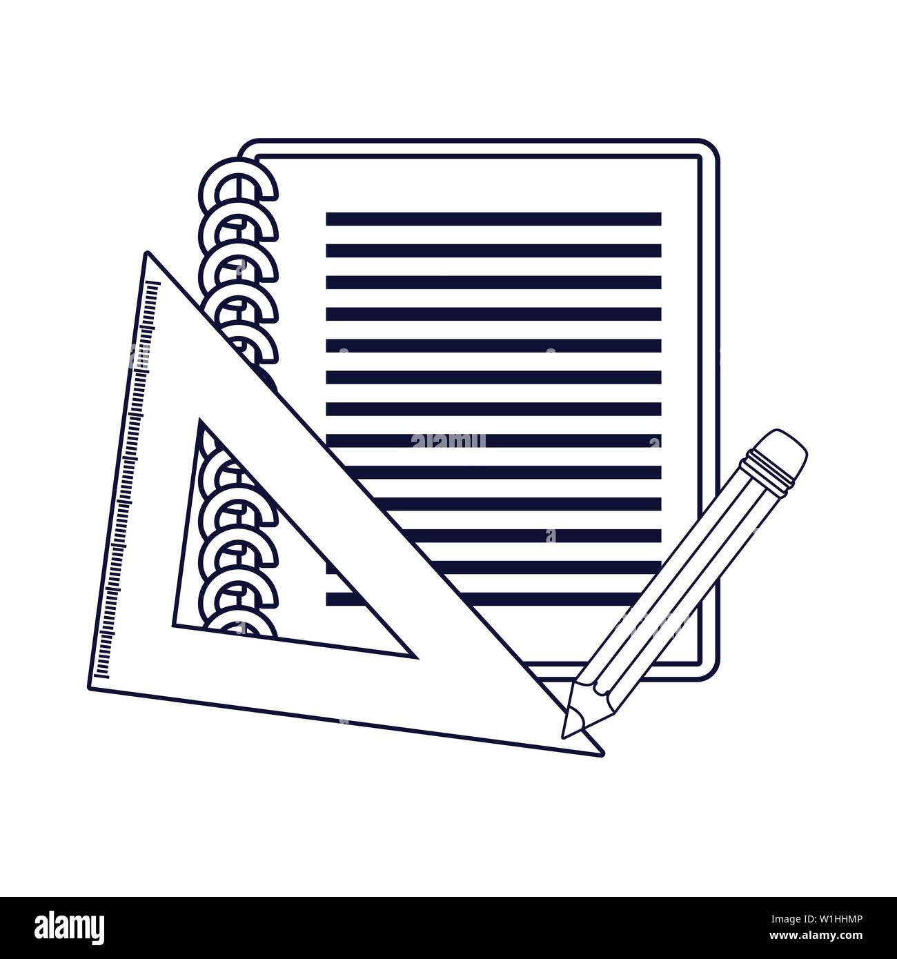 notebook triangle ruler pencil back to school vector illustration Stock ...