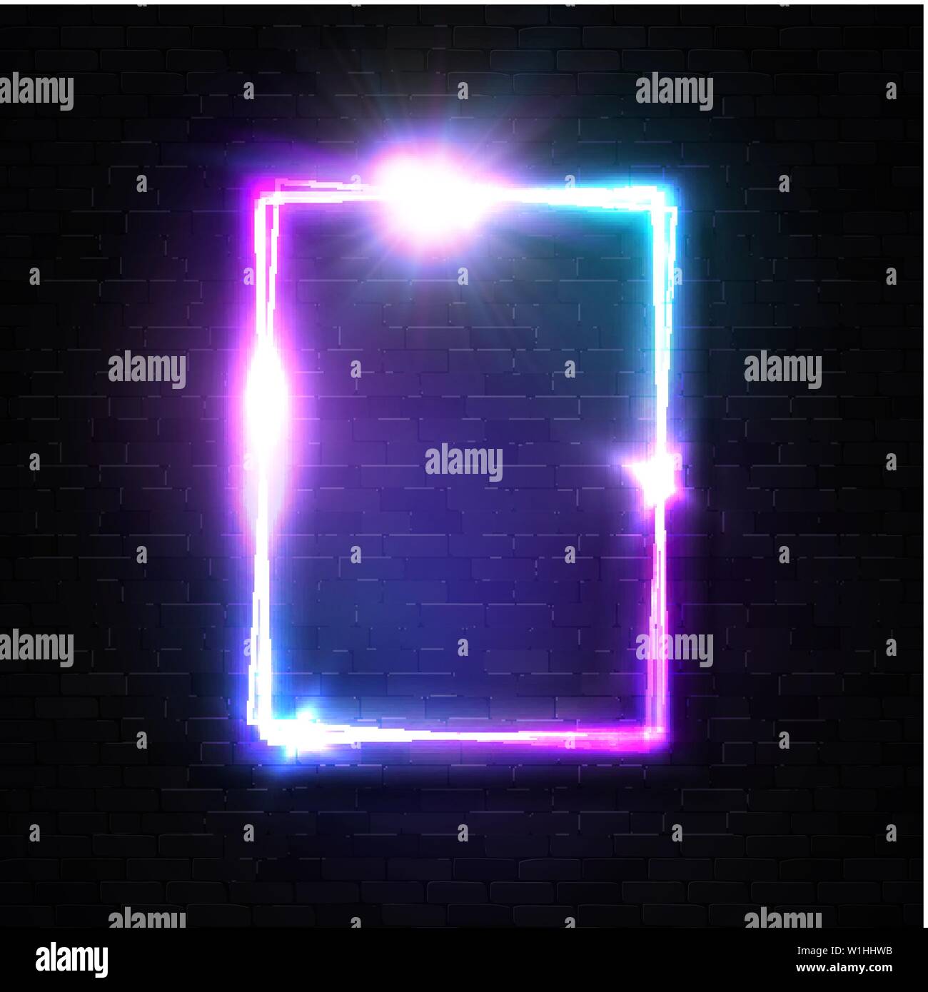 Vertical neon rectangle sign on black background Stock Vector Image ...