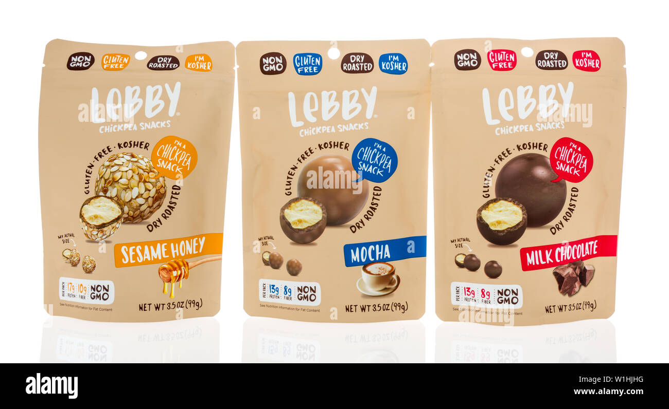 Winneconne, WI - 29 May 2019 : A package of Lebby chickpea snacks in ...