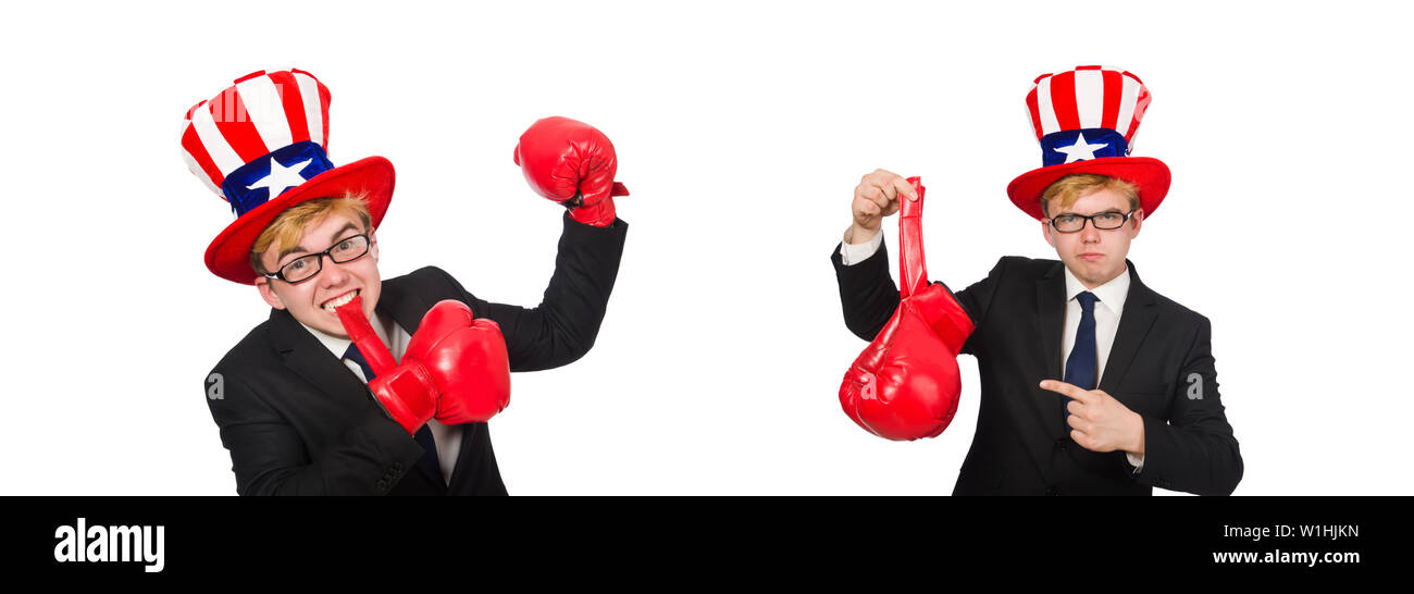 Man wearing hat with american symbols Stock Photo - Alamy