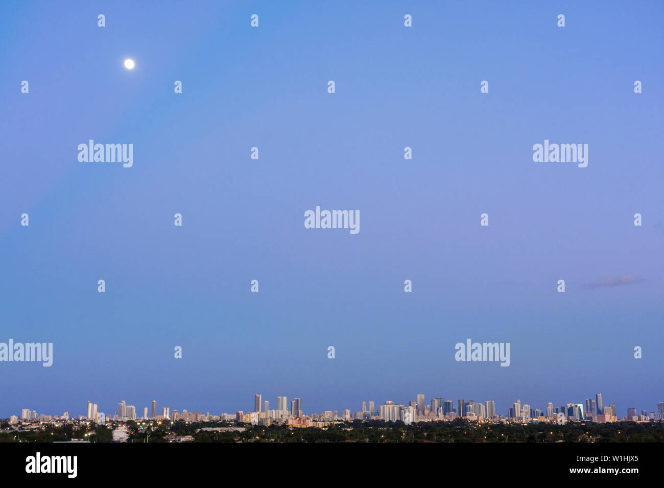 Miami Florida,downtown,skyline,buildings,city skyline cityscape,moon ...