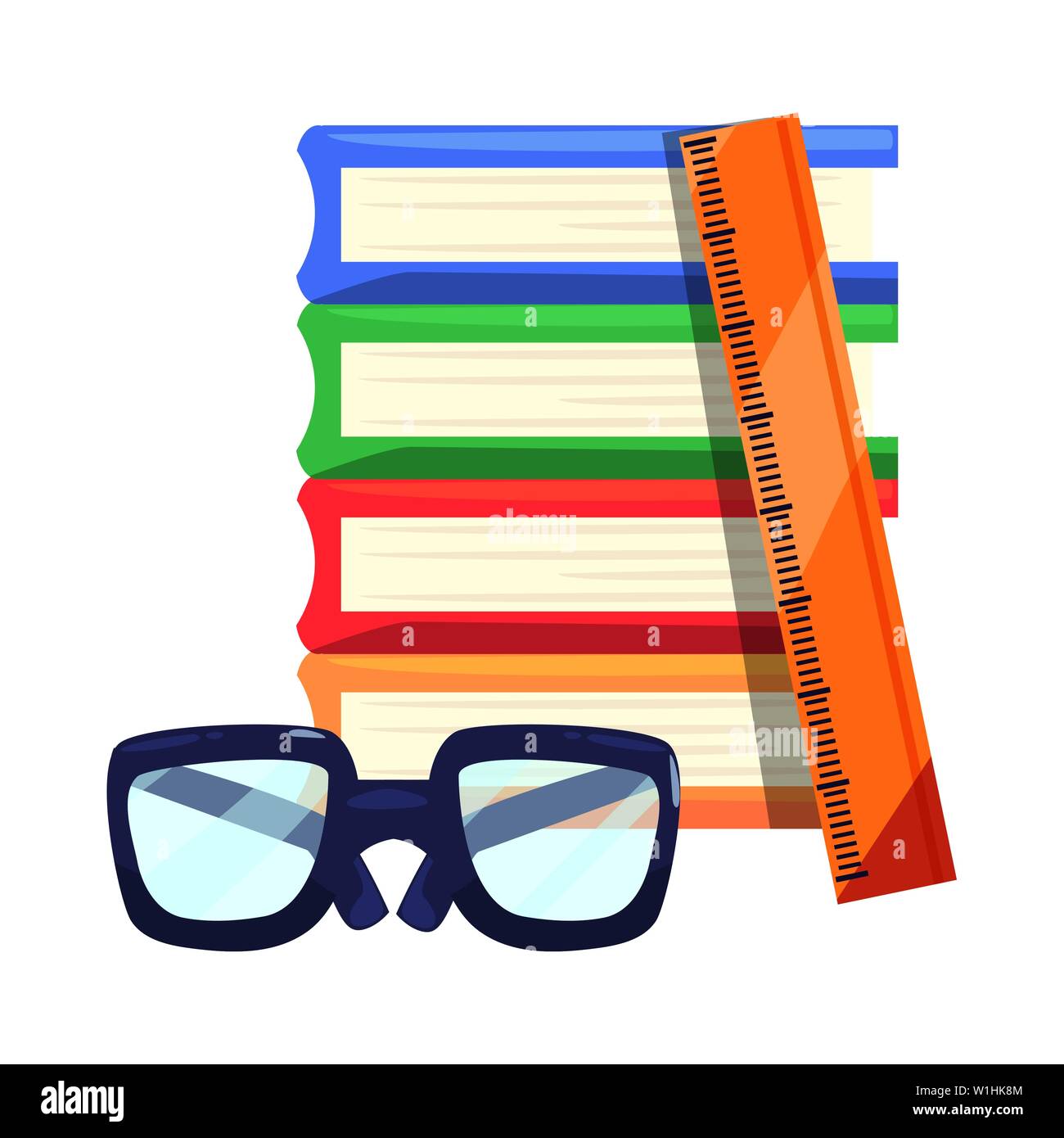 book stacked ruler glasses back to school vector illustration Stock ...