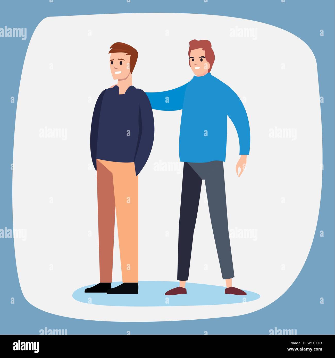 happy young men celebration friendly characters vector illustration ...