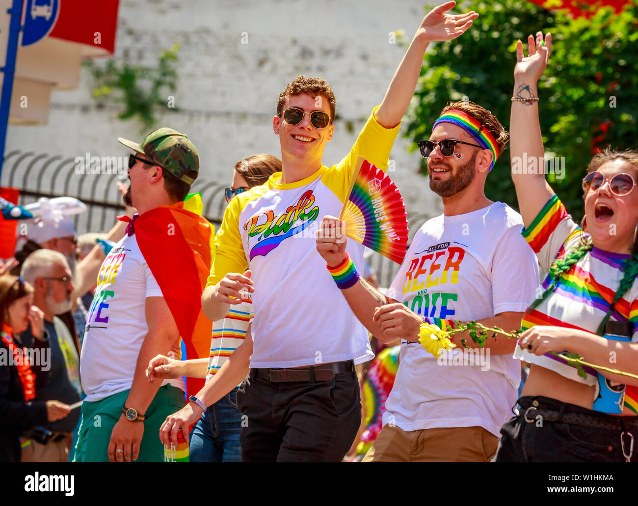 Portland, Oregon, USA - June 16, 2019: Diversified group of people in ...