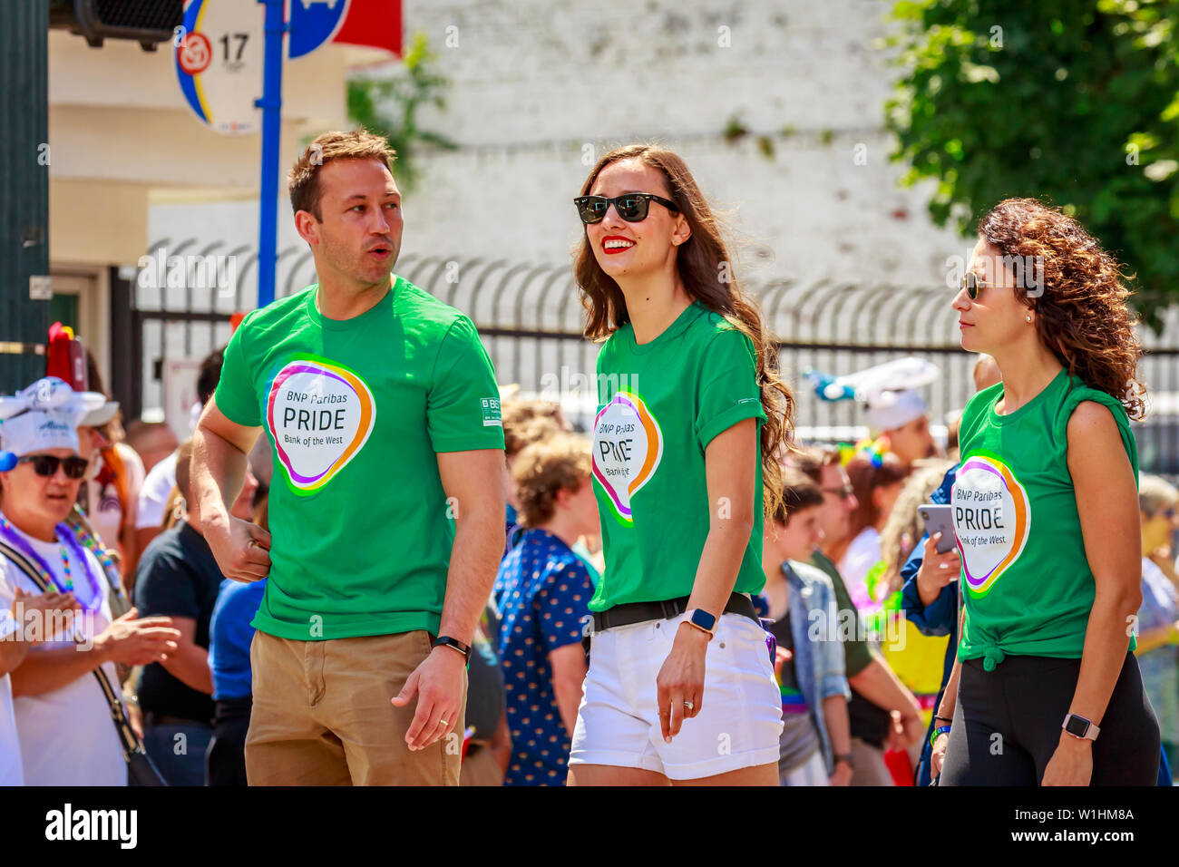 Portland, Oregon, USA - June 16, 2019: Diversified group of people in ...