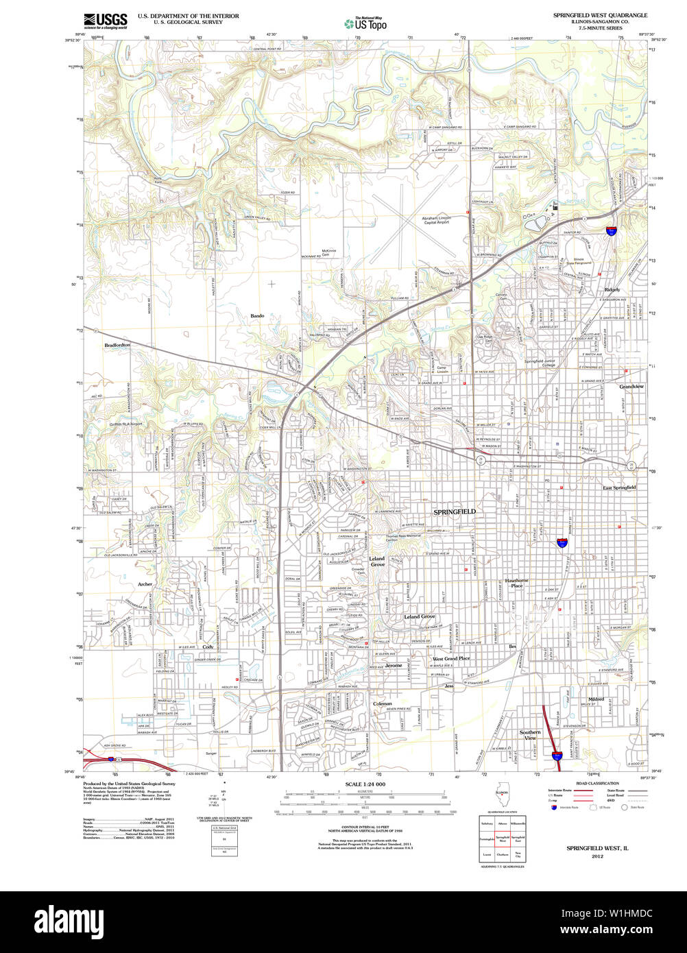 Springfield il map hi-res stock photography and images - Alamy