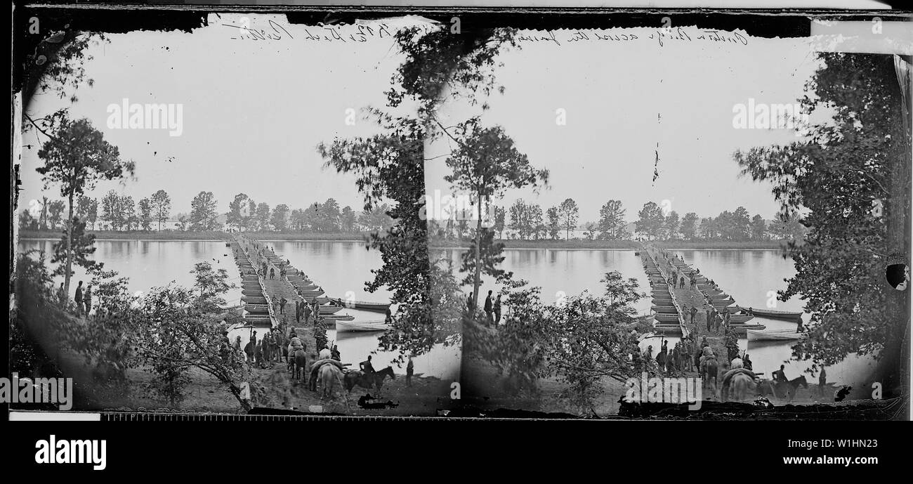 Pontoon bridge, Deep Bottom, James River, Va Stock Photo - Alamy