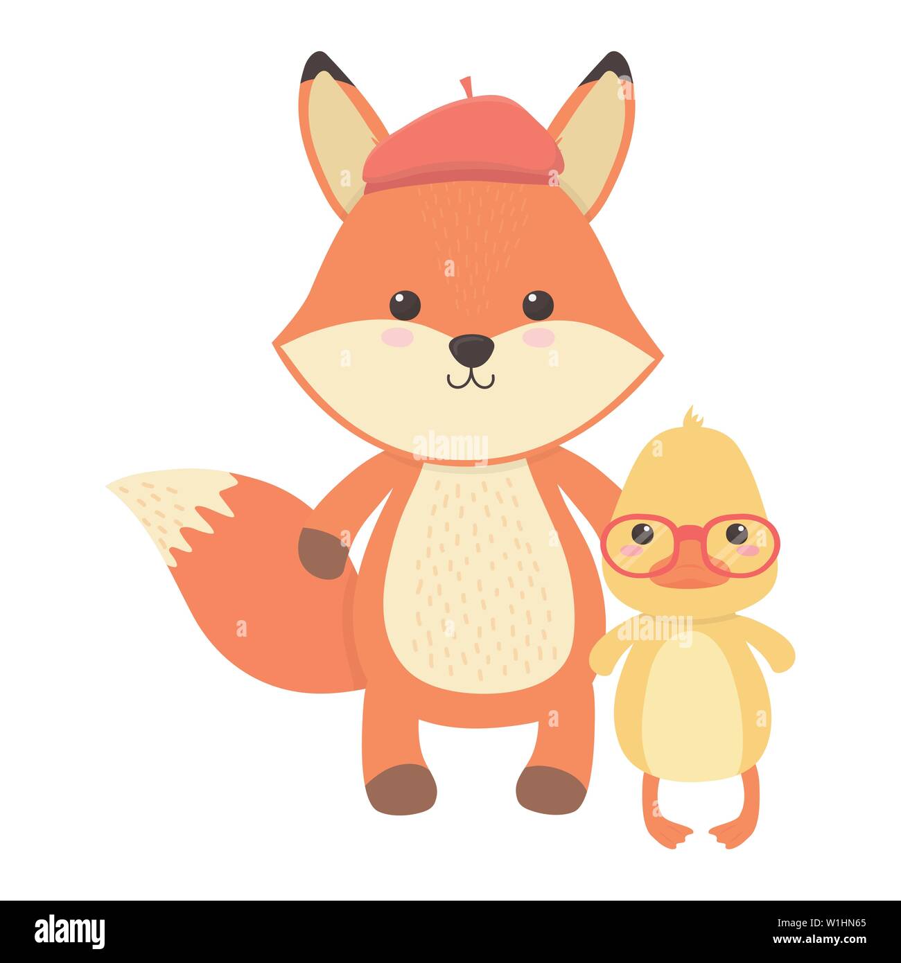 Fox and duck cartoon design, Animal cute zoo life nature and fauna ...