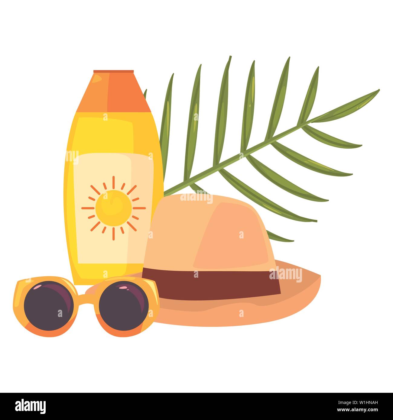 sunglasses hat sunblock vacations tropical summer vector illustration ...