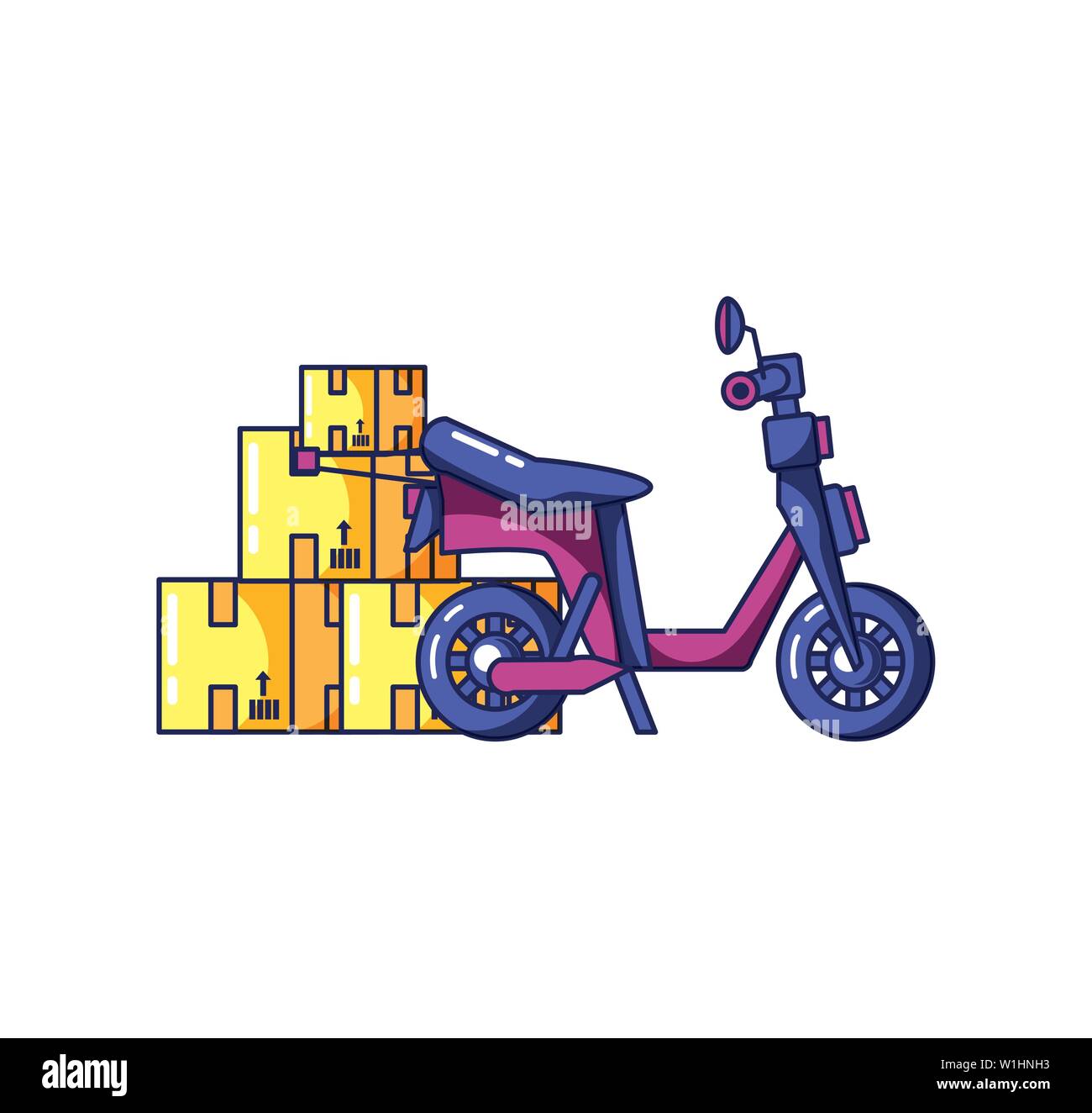 motorcycle scooter delivery with boxes carton vector illustration ...