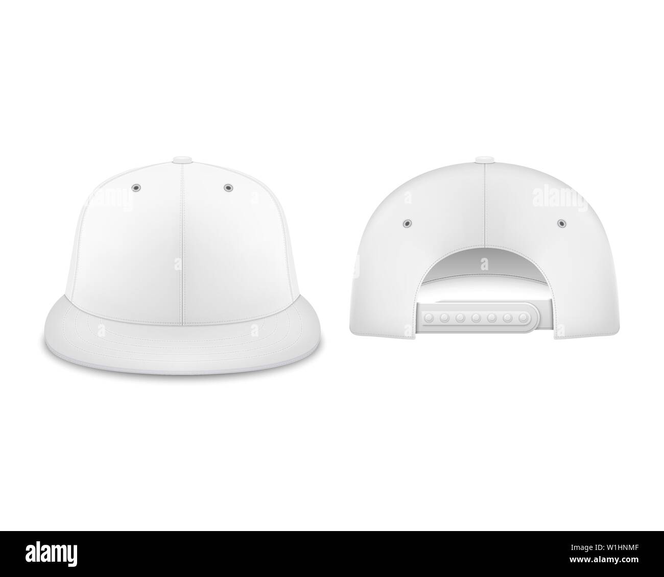 Vector 3d Realistic Render White Blank Baseball Cap Icon Set Closeup ...