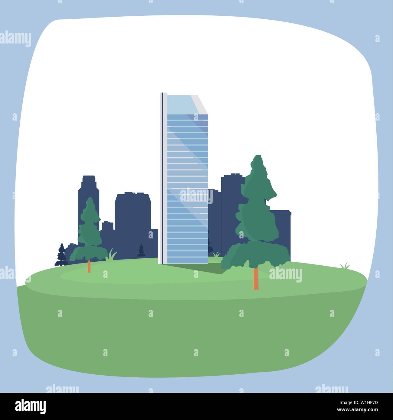 high building city park panorama vector illustration Stock Vector Image ...