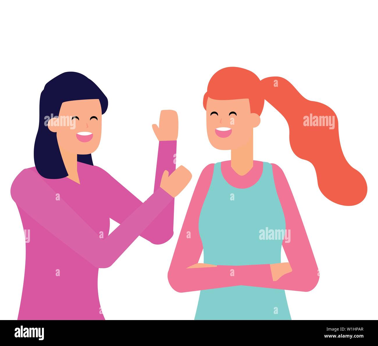 two women characters portrait on white background Stock Vector Image ...