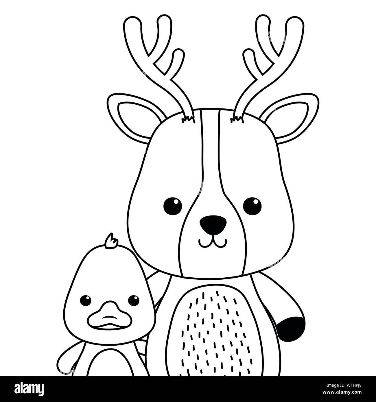 Duck and reindeer cartoon design, Animal cute zoo life nature and fauna ...