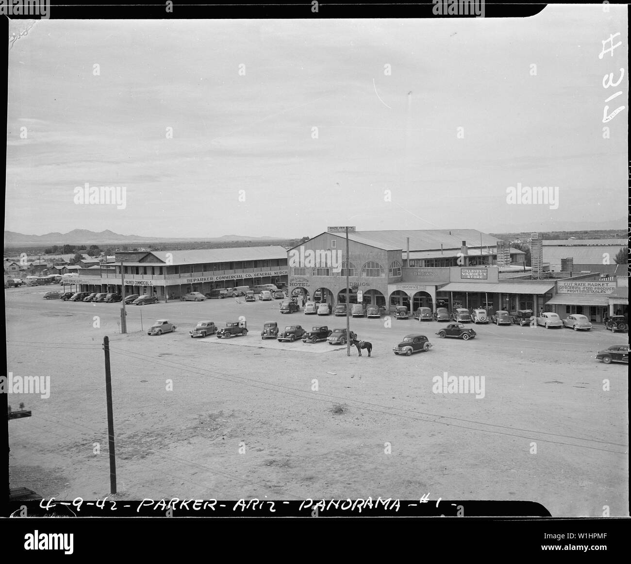 Poston, Arizona. View of main street in Parker. Near this desert town ...