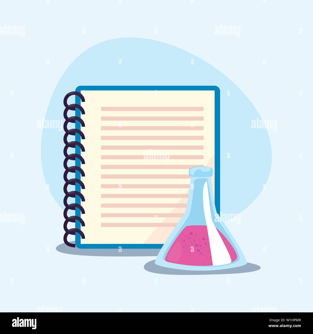 notebook and chemistry flask back to school vector illustration Stock ...