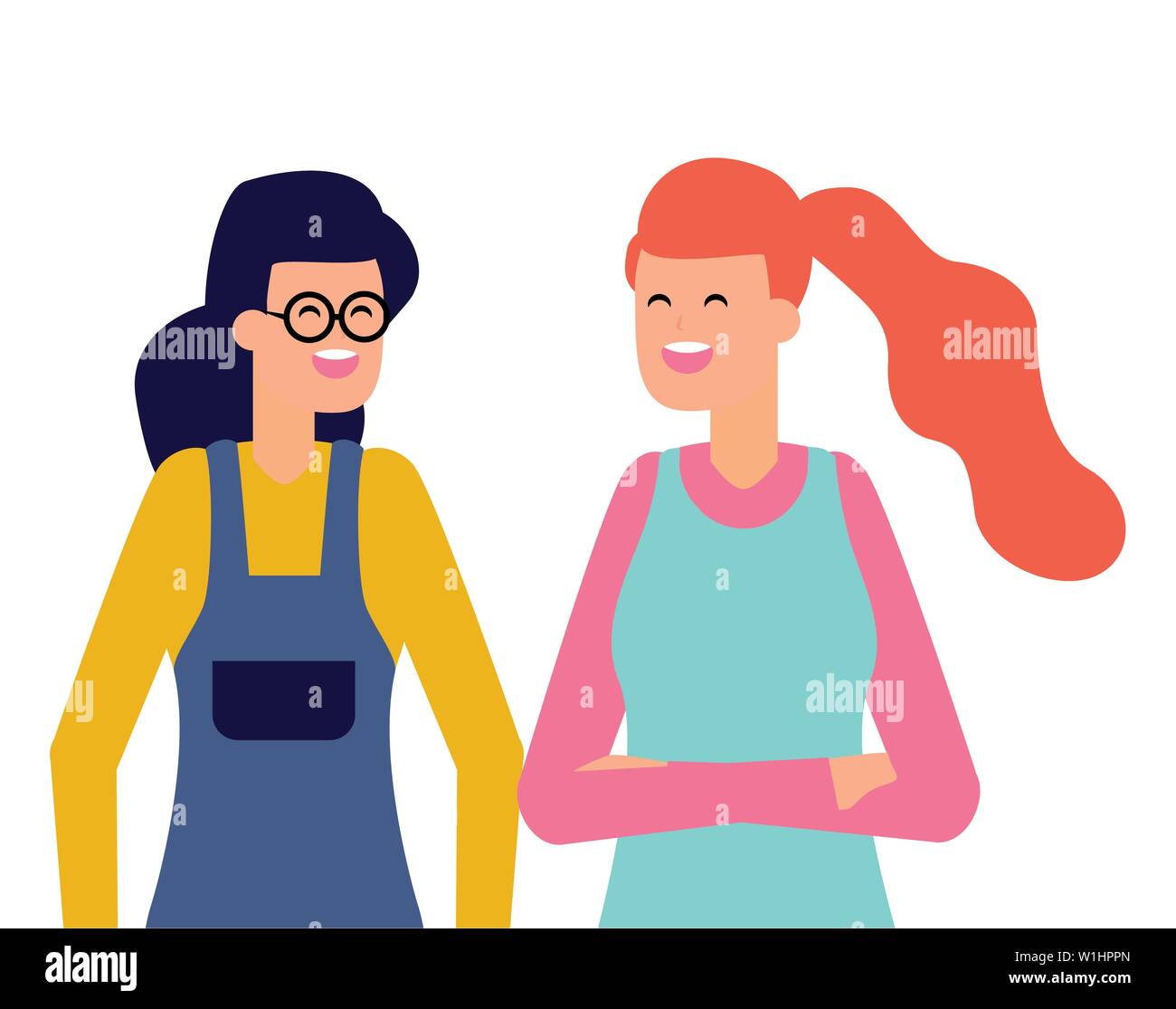 two women characters portrait on white background Stock Vector Image ...