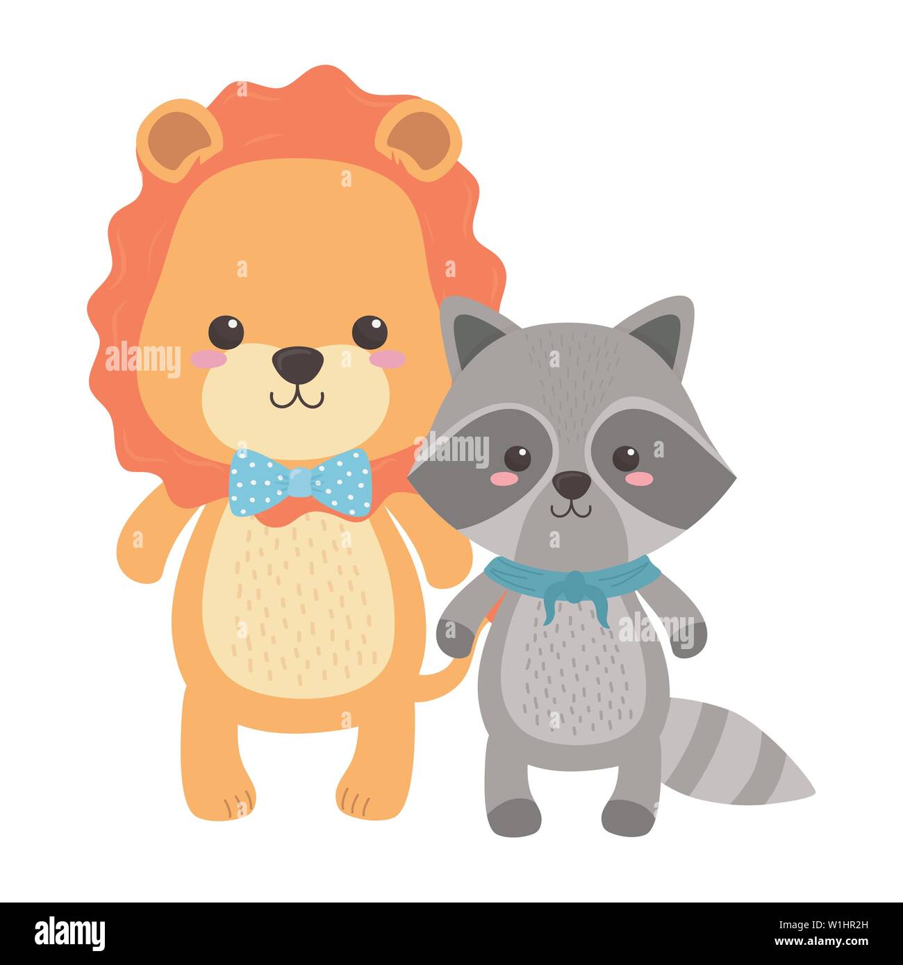 Lion and raccoon cartoon design, Animal cute zoo life nature and fauna ...