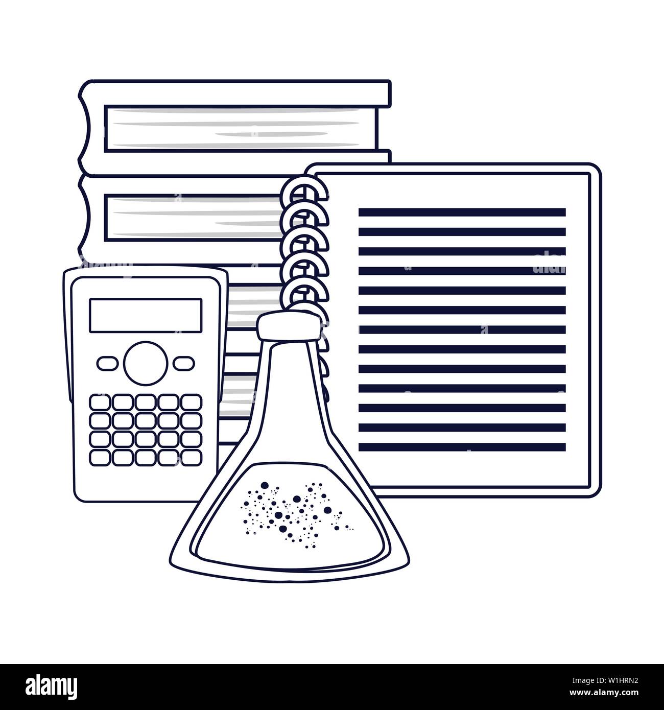 book stacked calculator test tube books back to school vector ...