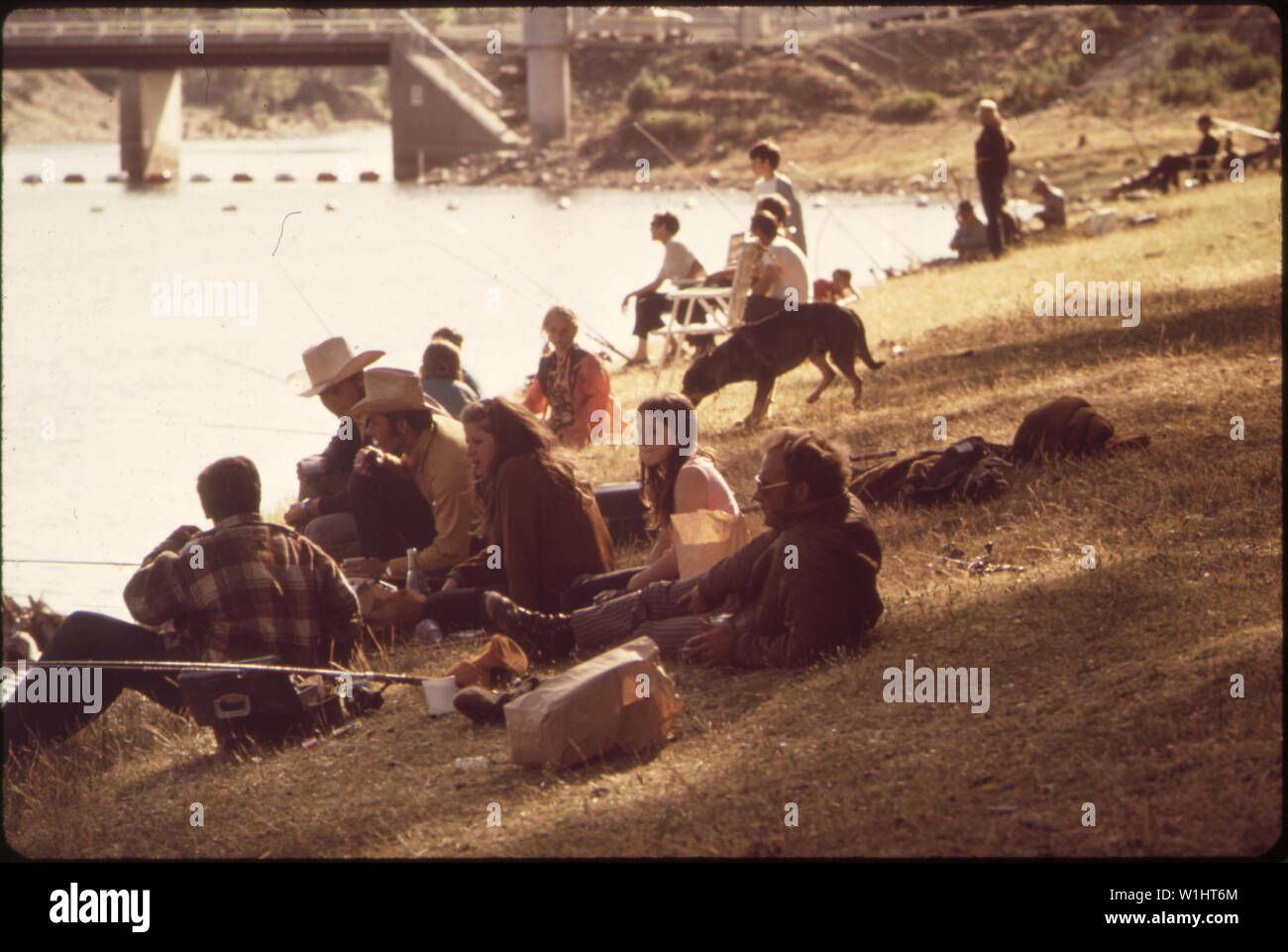 RAINBOW TROUT FISHING BELOW DAM Stock Photo - Alamy