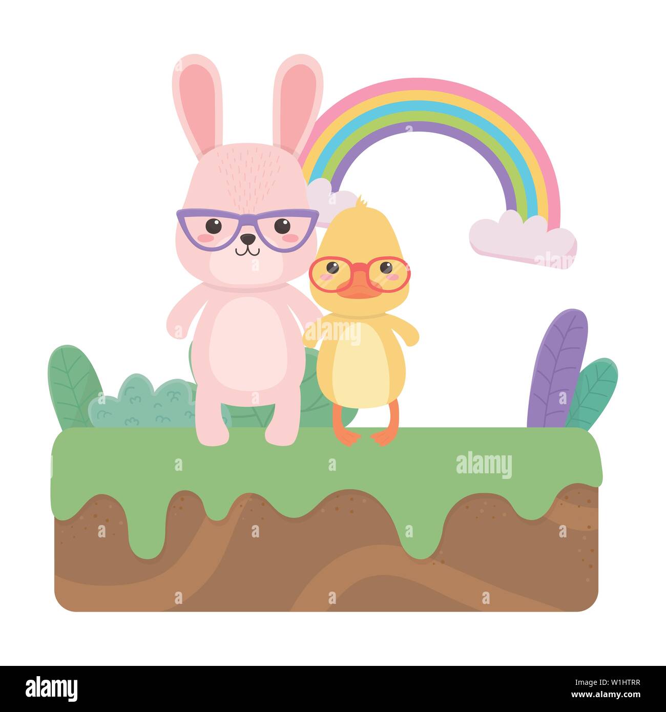 Rabbit and duck cartoon design, Animal cute zoo life nature and fauna ...