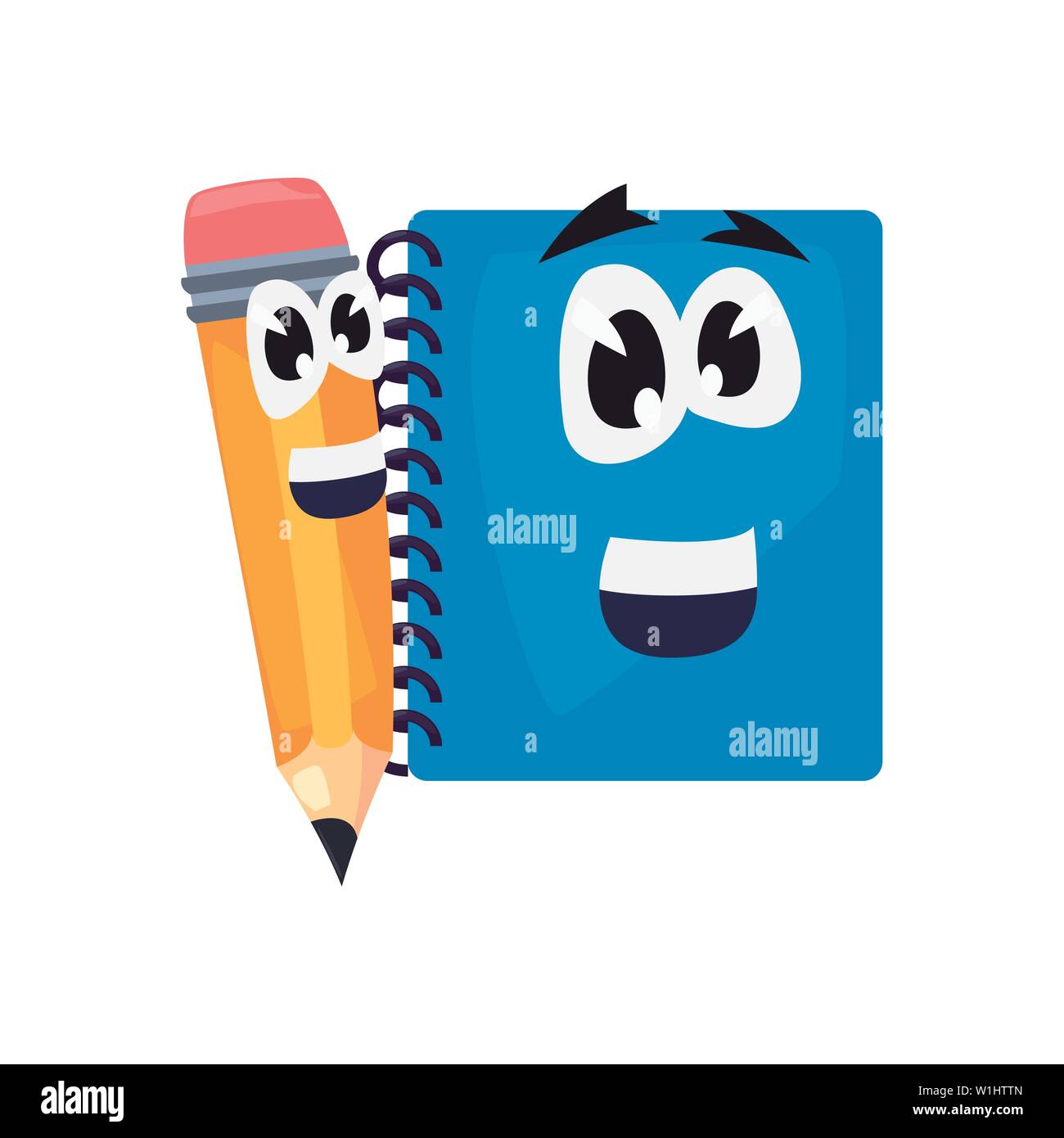 book and pencil cartoon back to school vector illustration Stock Vector ...
