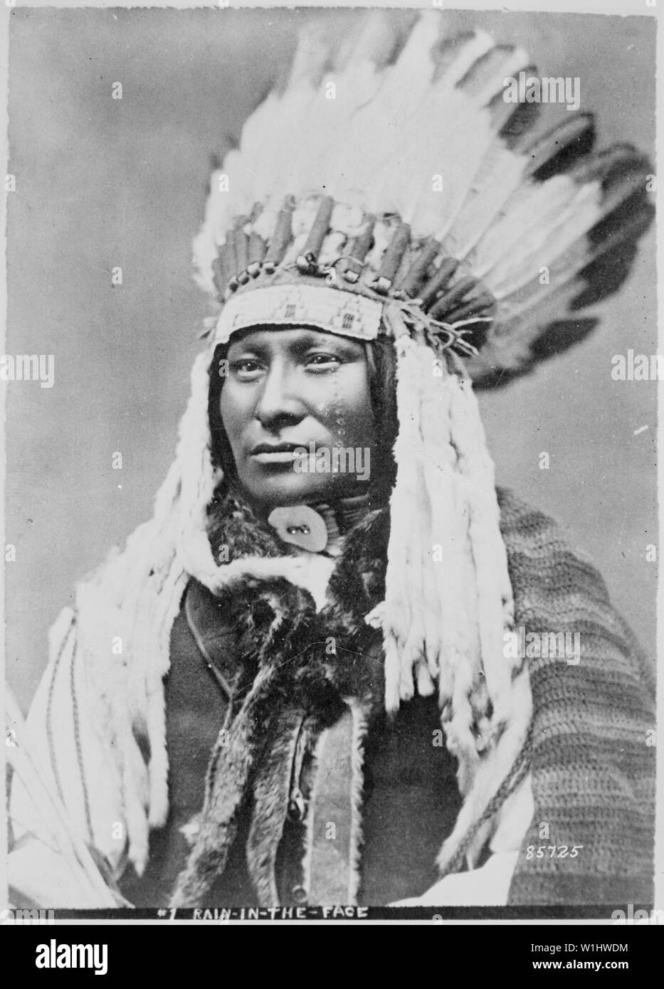 Rain-in-the-Face, a Hunkpapa Sioux; bust-length, full-face, wearing ...