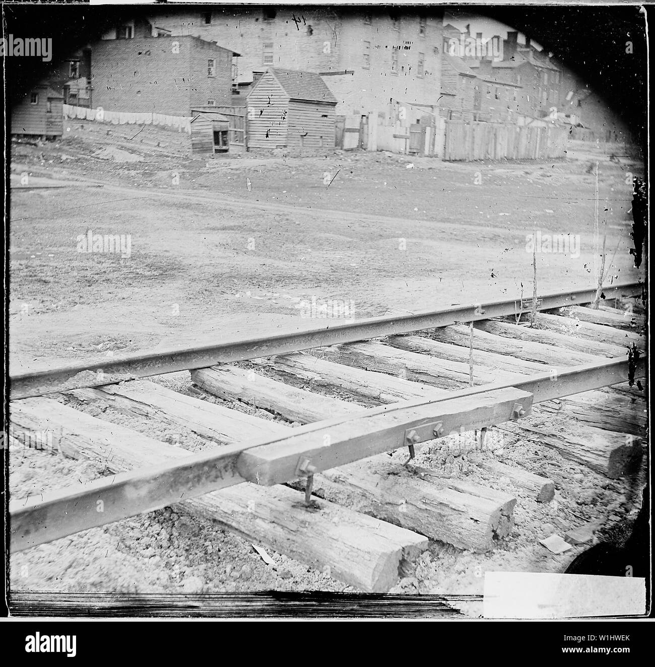 Railroad, showing method of splicing rails Stock Photo - Alamy