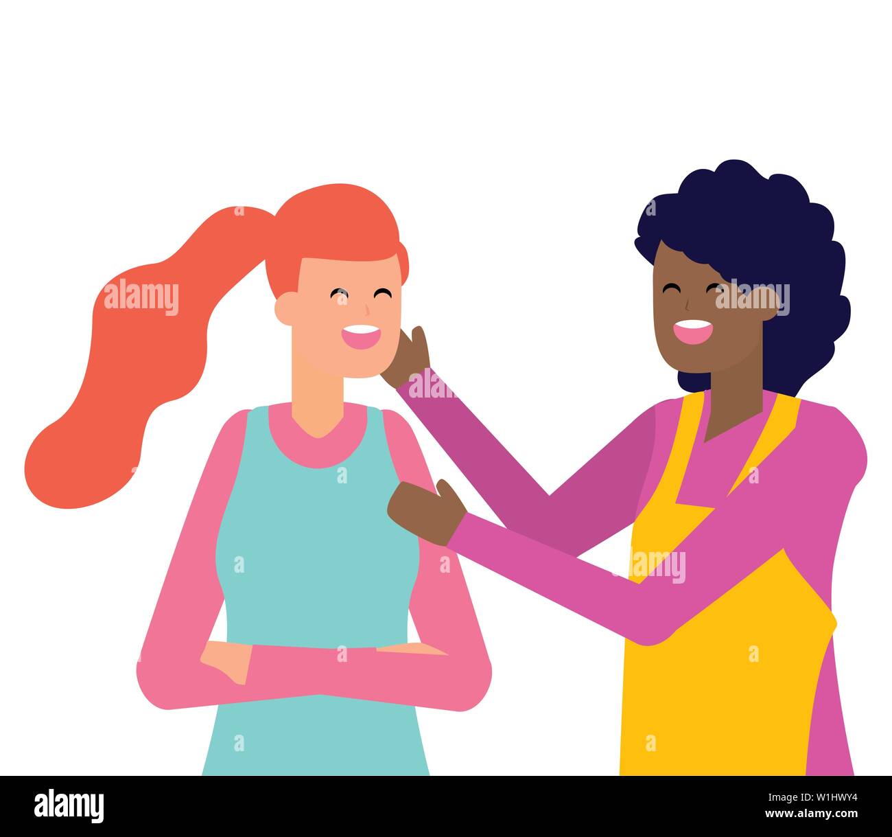 two women characters portrait on white background Stock Vector Image ...