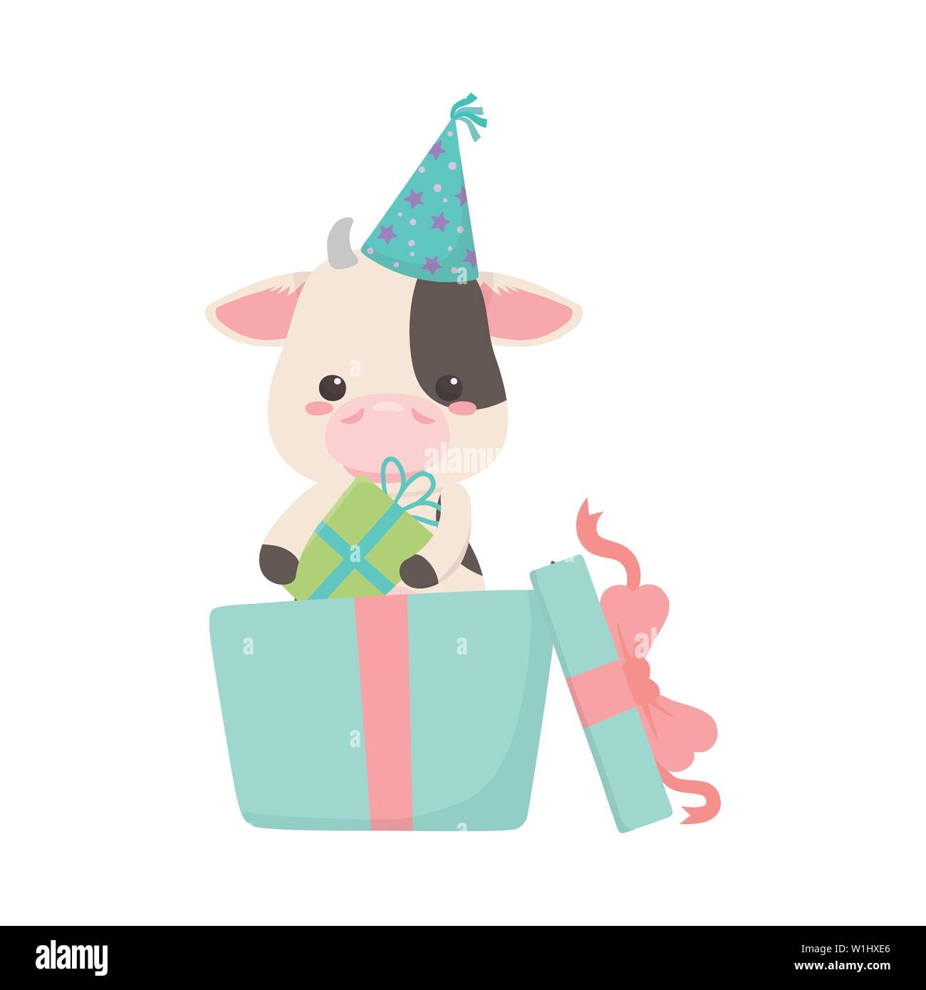 Cow cartoon design, Animal happy birthday celebration decoration and ...
