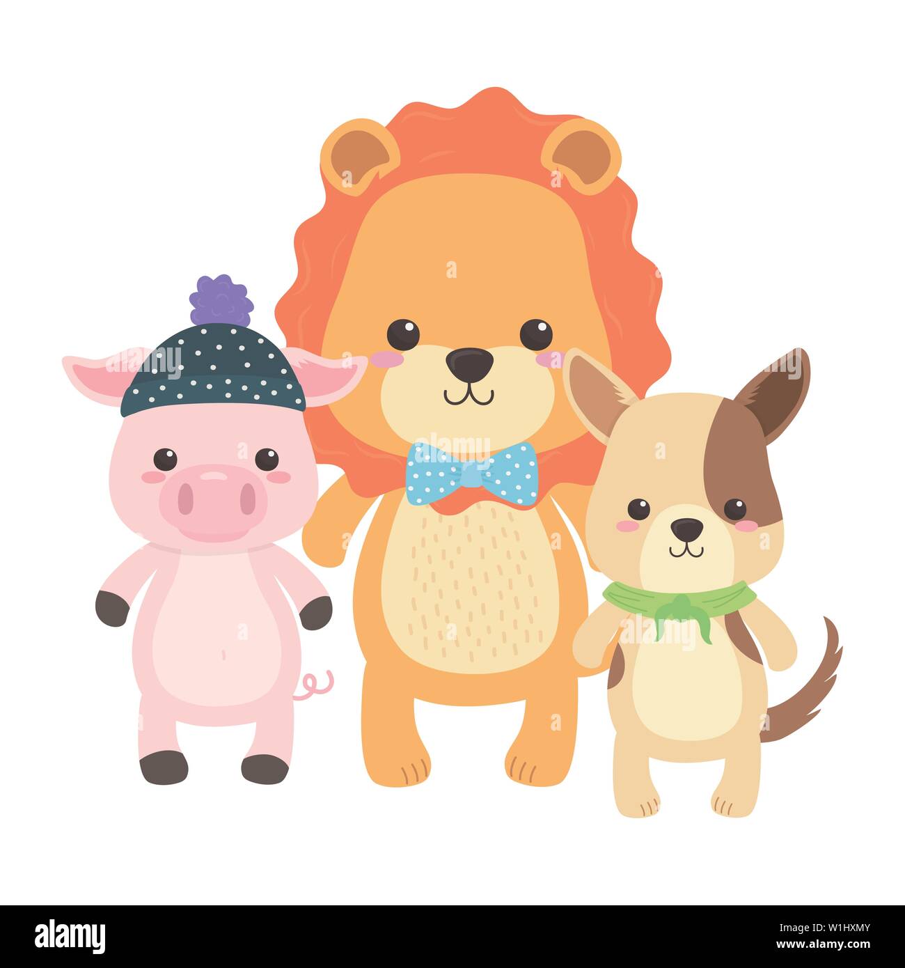 Pig lion and dog cartoon design, Animal cute zoo life nature and fauna ...