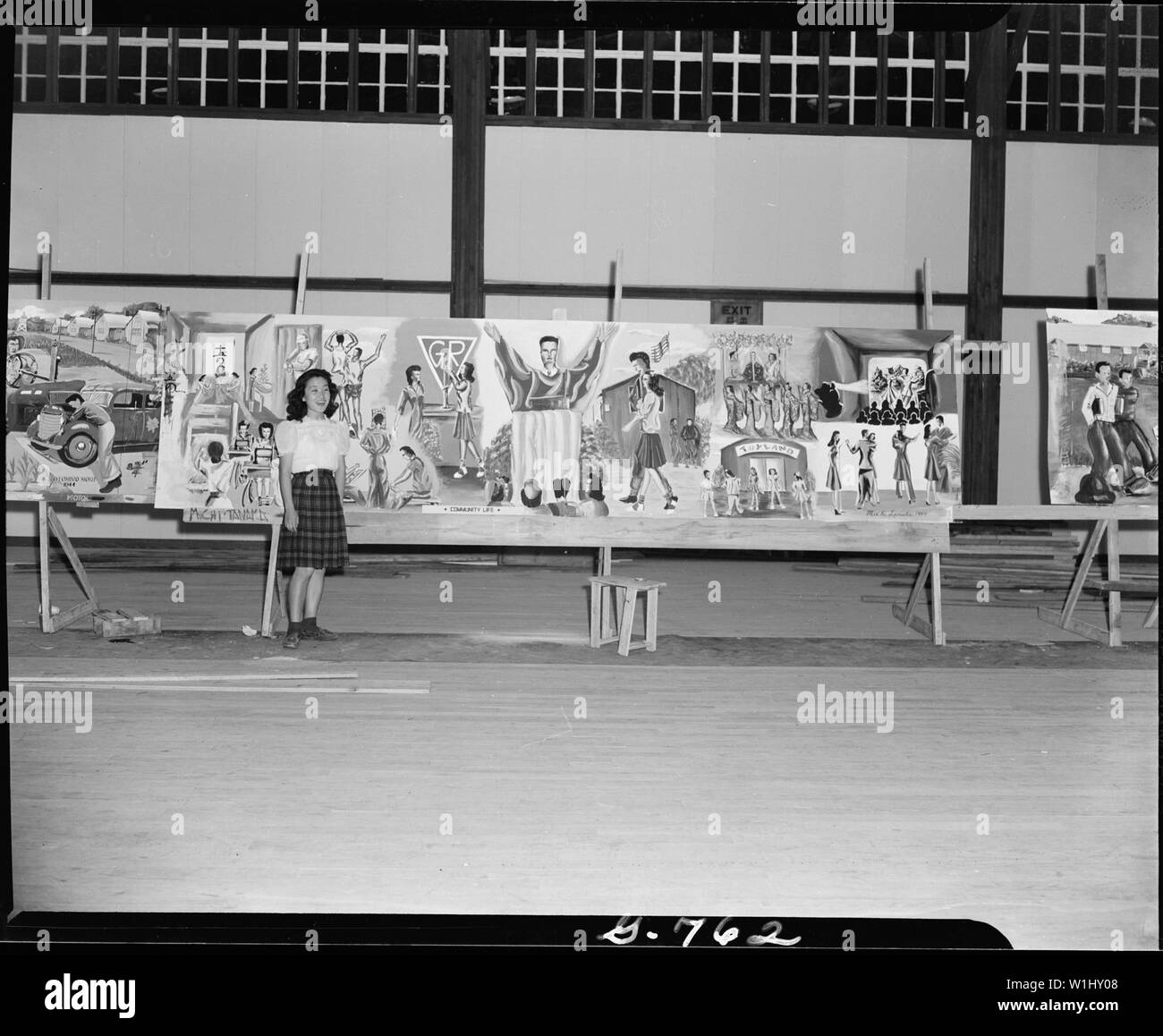 Rohwer Relocation Center, McGehee, Arkansas. Community Life, a mural ...