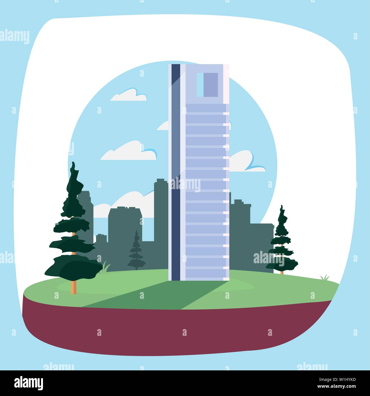 high building city park panorama vector illustration Stock Vector Image ...