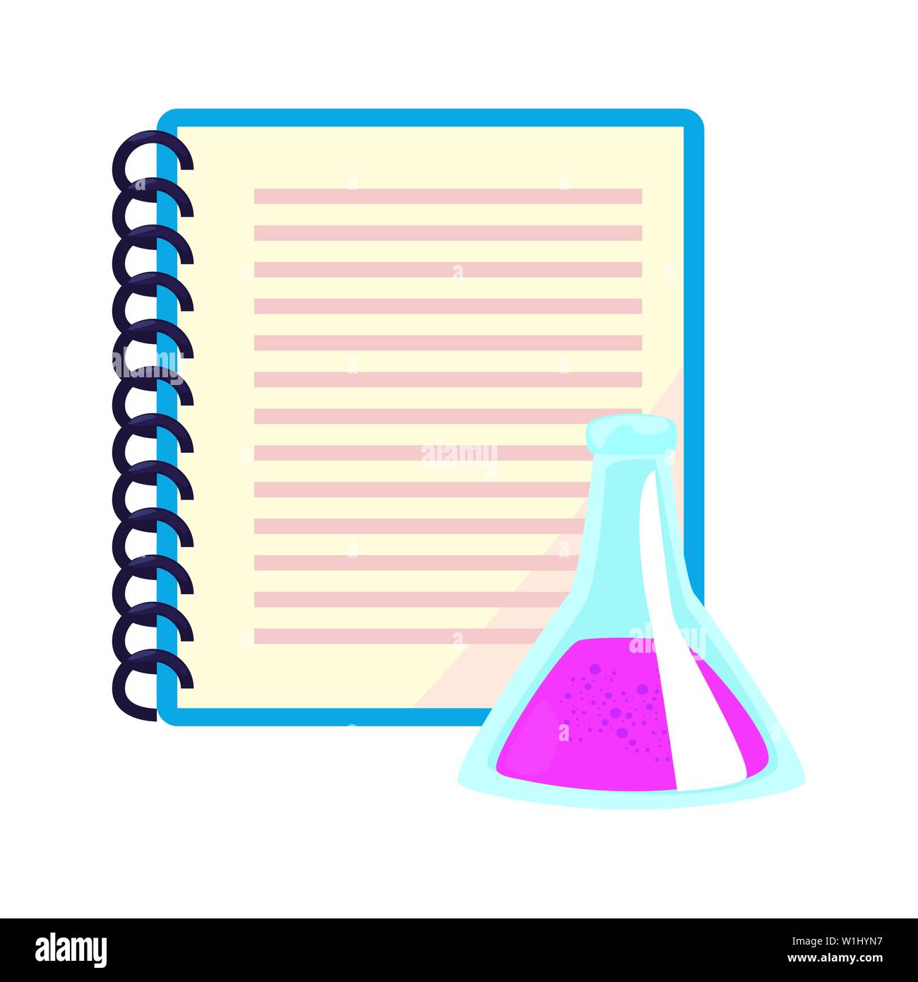 notebook and lab flask back to school vector illustration Stock Vector ...