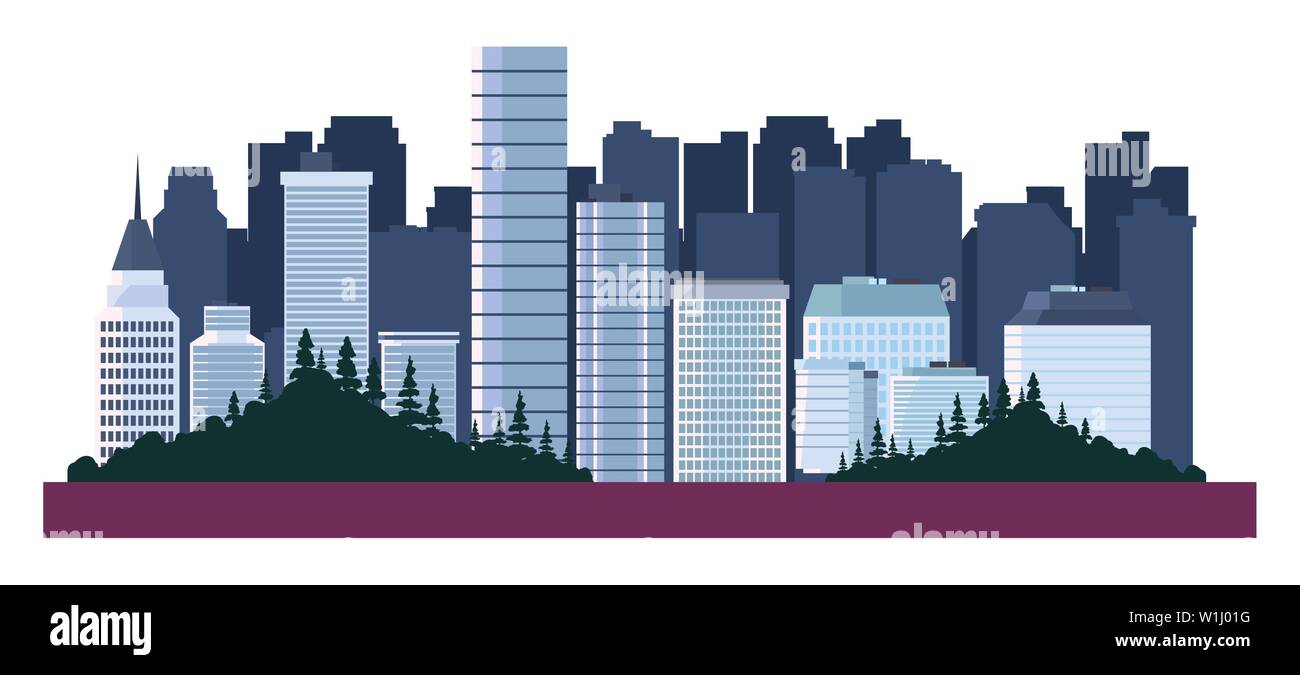 city skyline urban buildings scene vector illustration Stock Vector ...