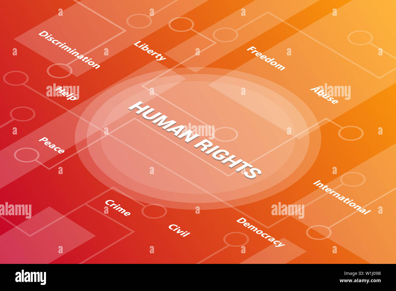 human rights concept words isometric 3d word text concept with some ...