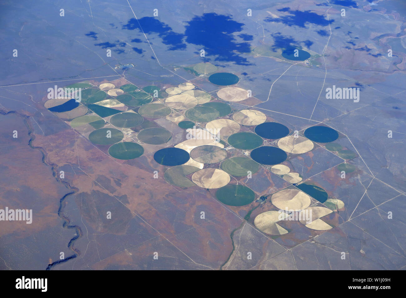 Aerial view circular fields irrigation hi-res stock photography and ...