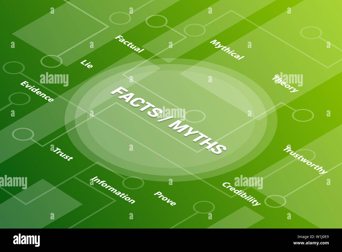 facts and myths concept words isometric 3d word text concept with some ...