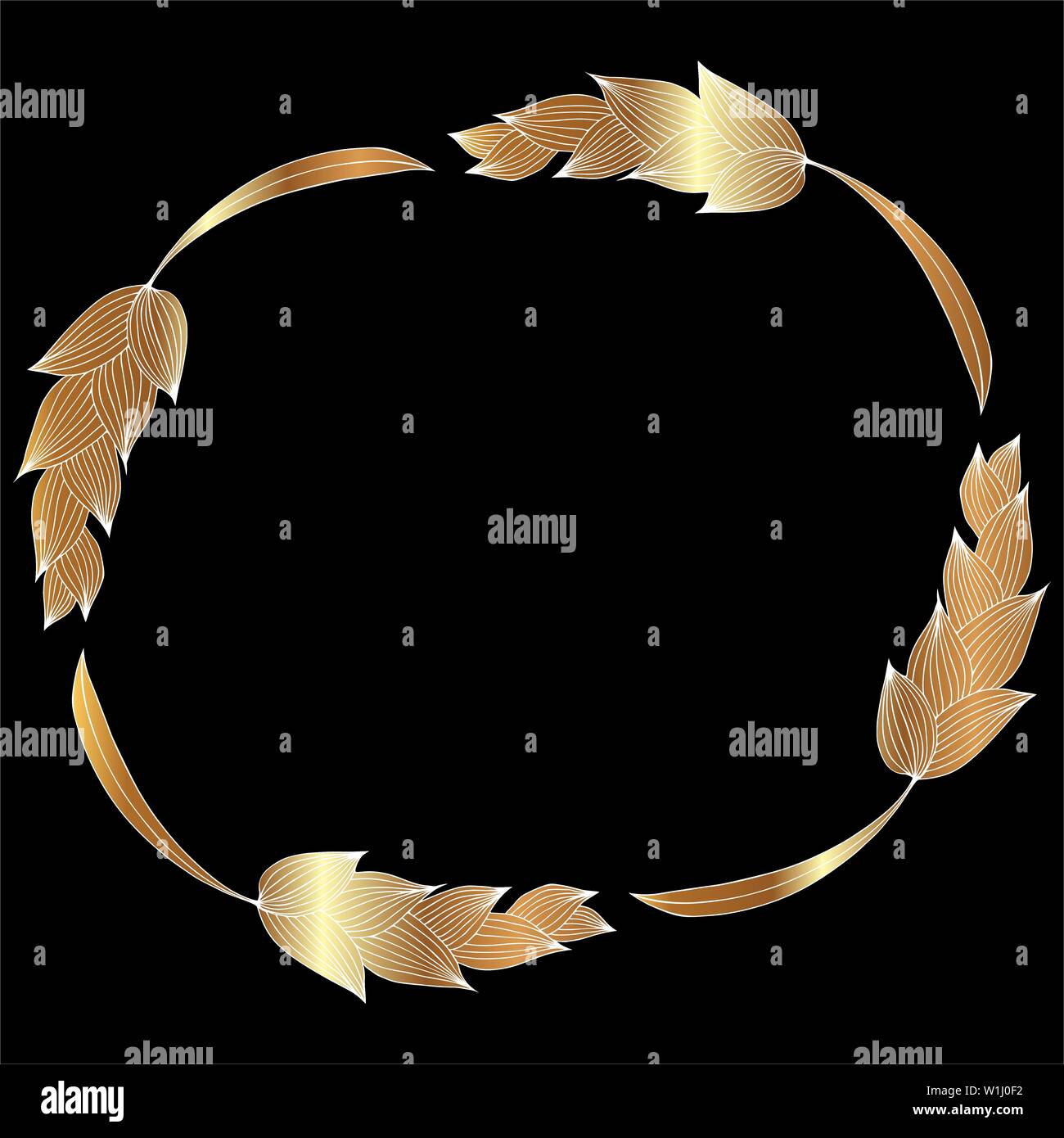 Vintage wreath rye hand drawn. Freehand drawing. Outline vintage ...