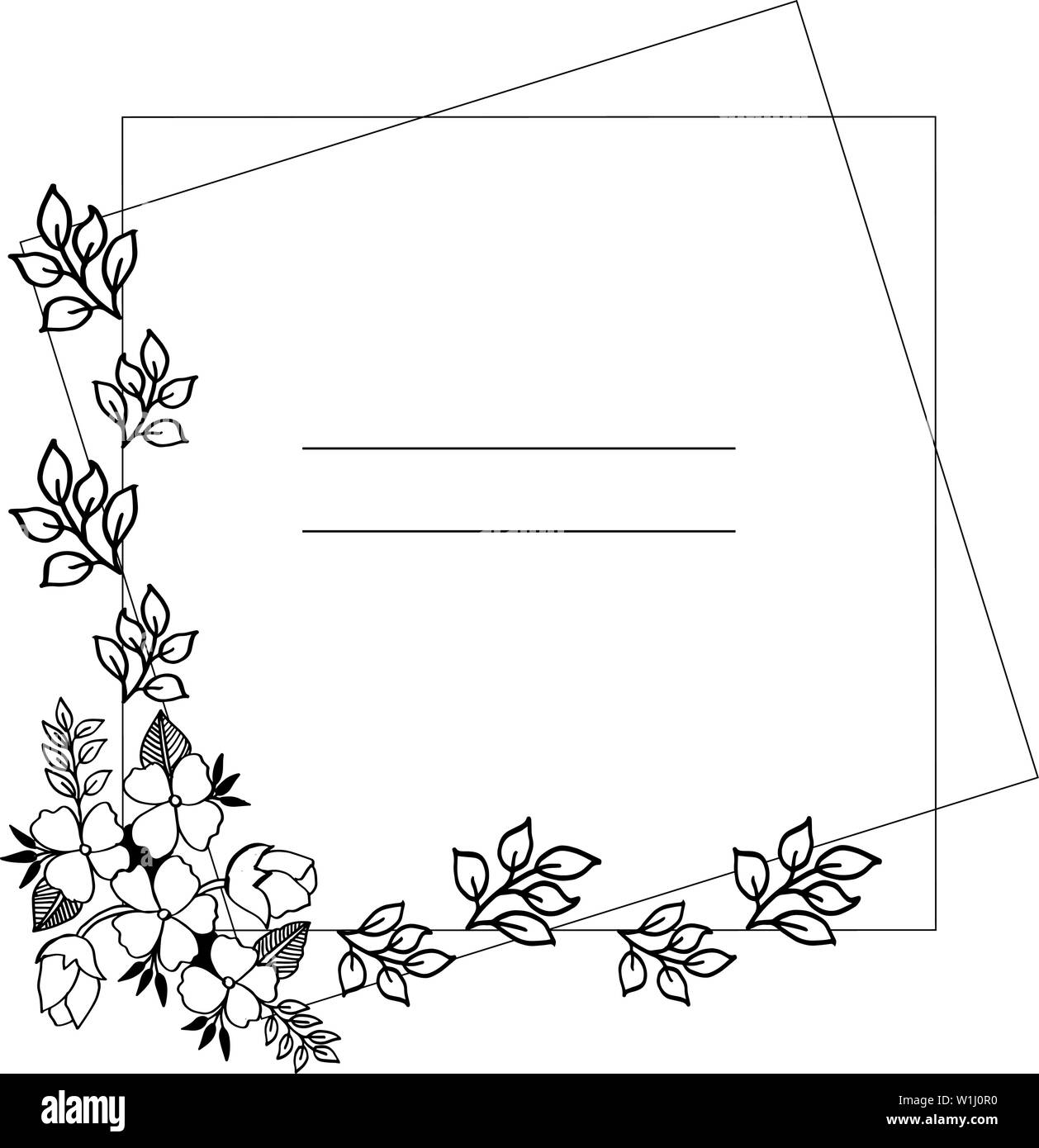 Vector illustration leaf flower frames with template hand drawn Stock ...