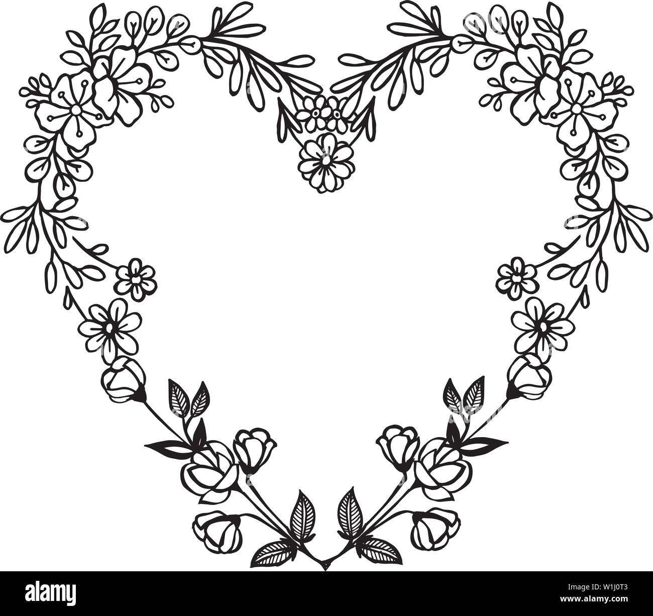 Vector illustration leaf flower frames with template hand drawn Stock ...