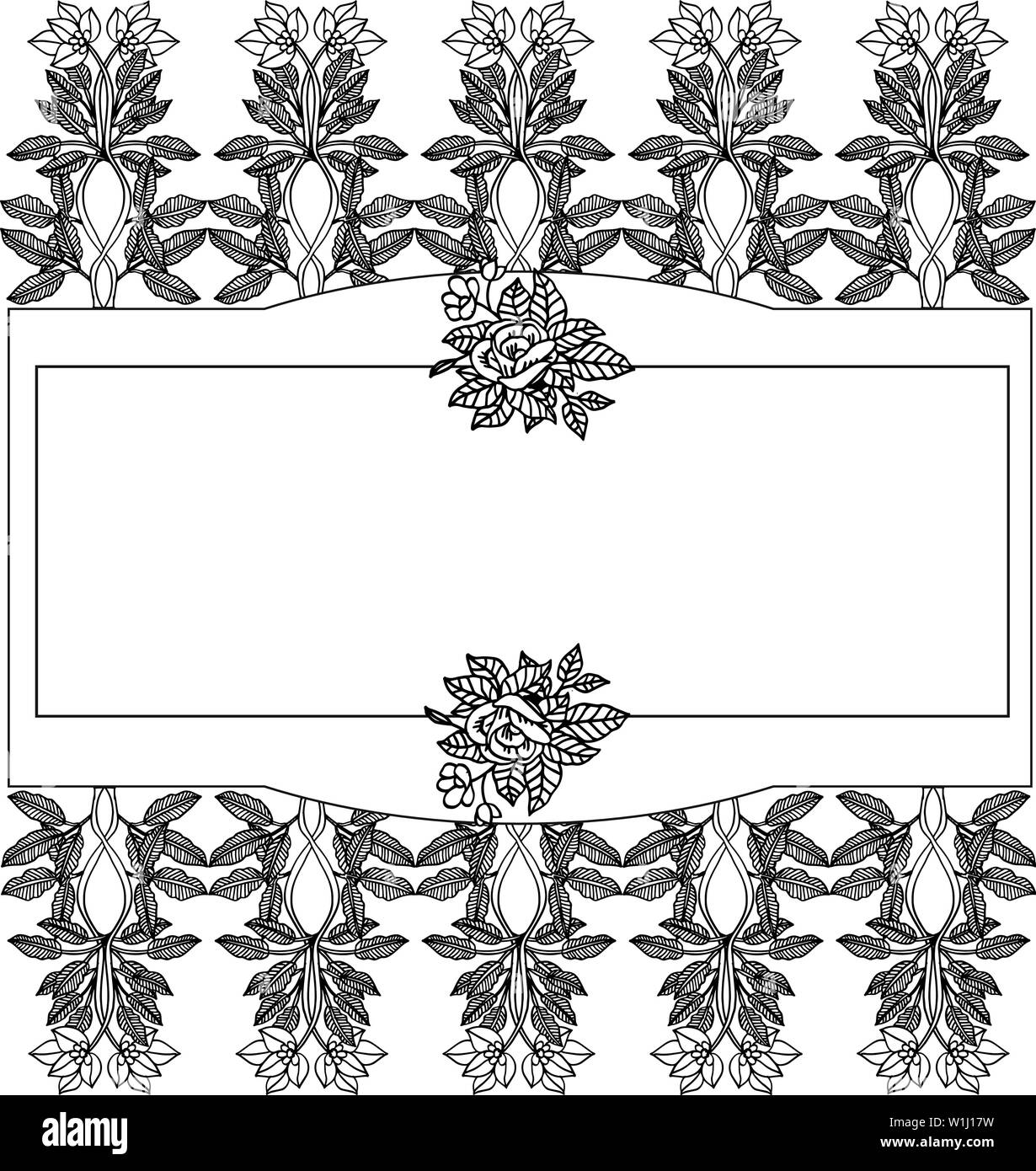 Vector illustration invitation card with various artwork leaf flower ...