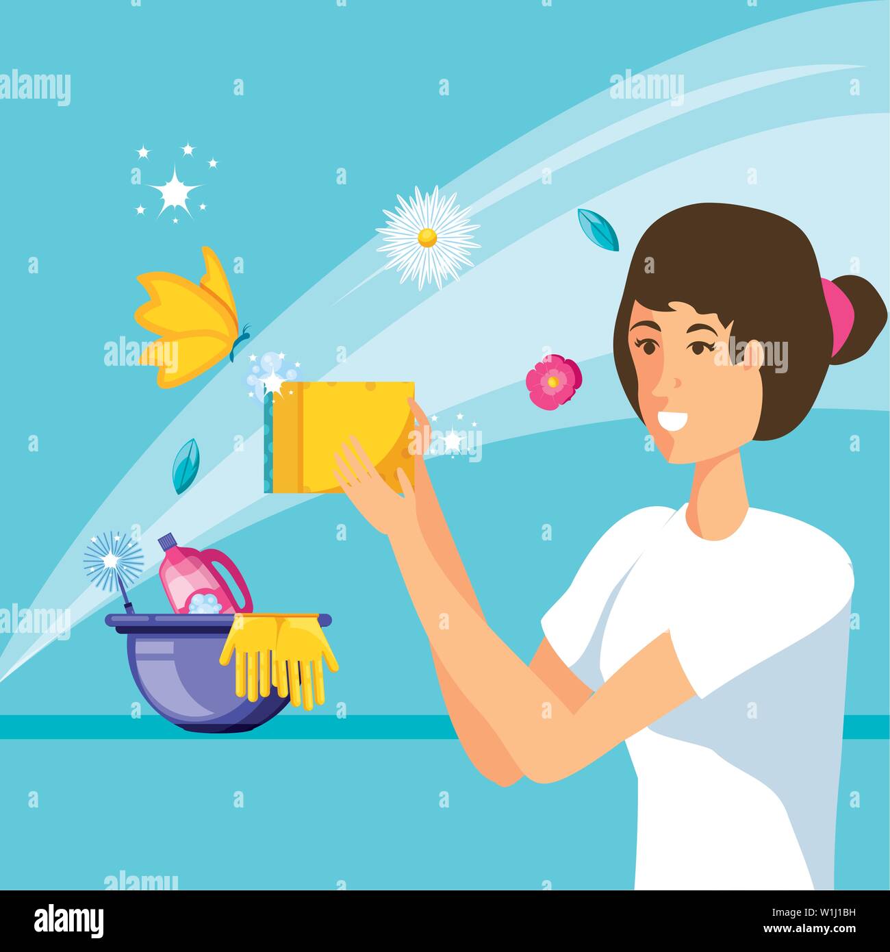 housekeeping worker female avatar character vector illustration design ...