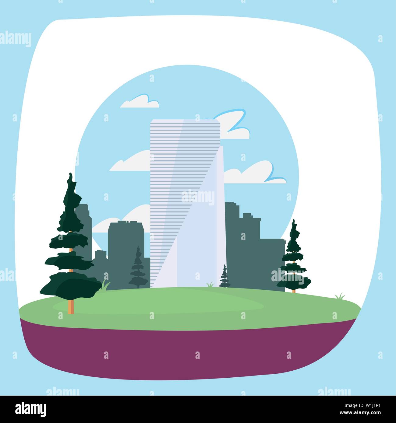 high building city park panorama vector illustration Stock Vector Image ...