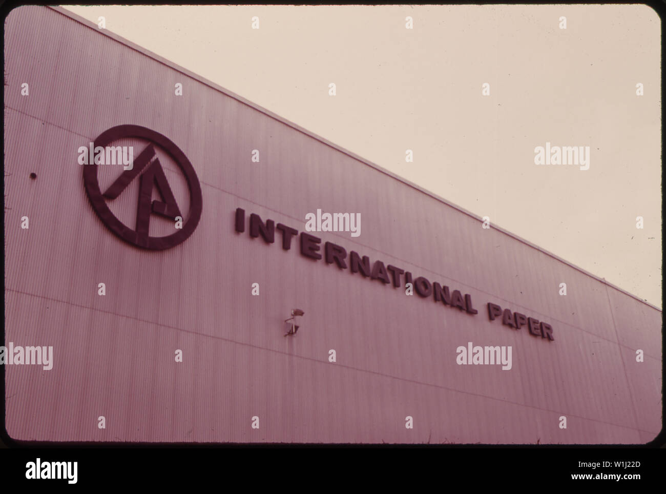 SIGN AT THE INTERNATIONAL PAPER COMPANY MILL AT JAY ON THE ANDROSCOGGIN ...