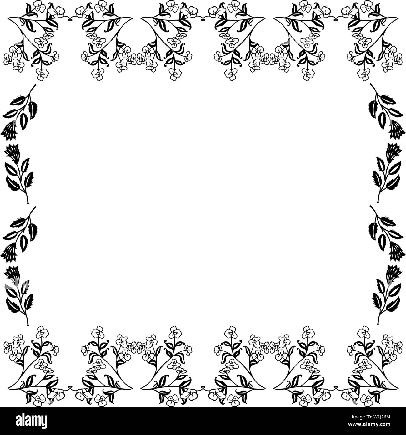 Vector illustration various beauty of flower frame for card hand drawn ...
